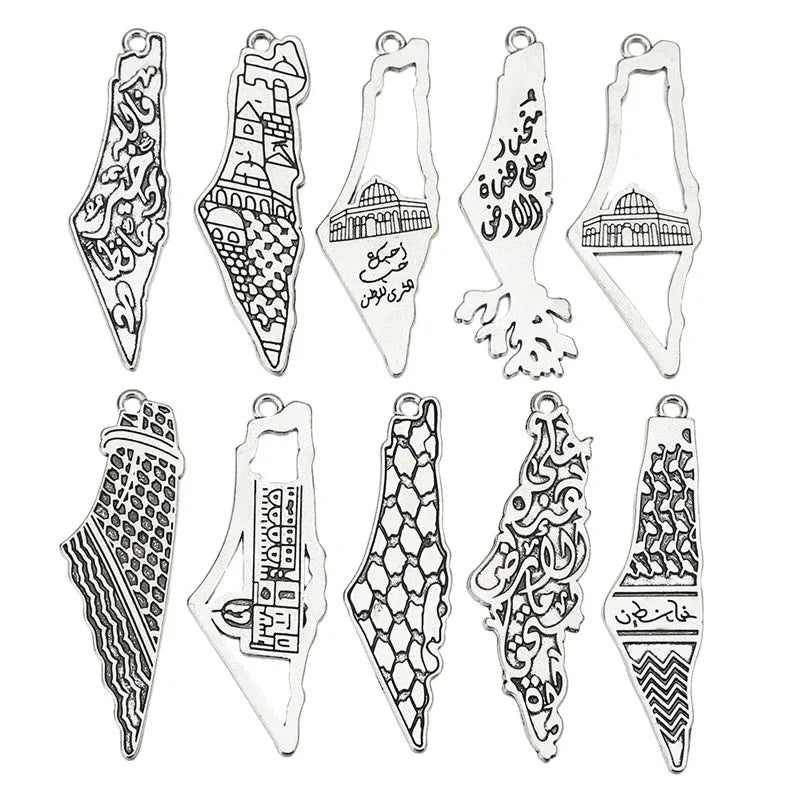 Lot de 10 pendentifs Carte Palestine Gaza | Maghreb Souk