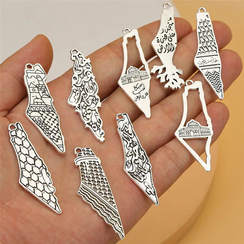 Lot de 10 pendentifs Carte Palestine Gaza | Maghreb Souk